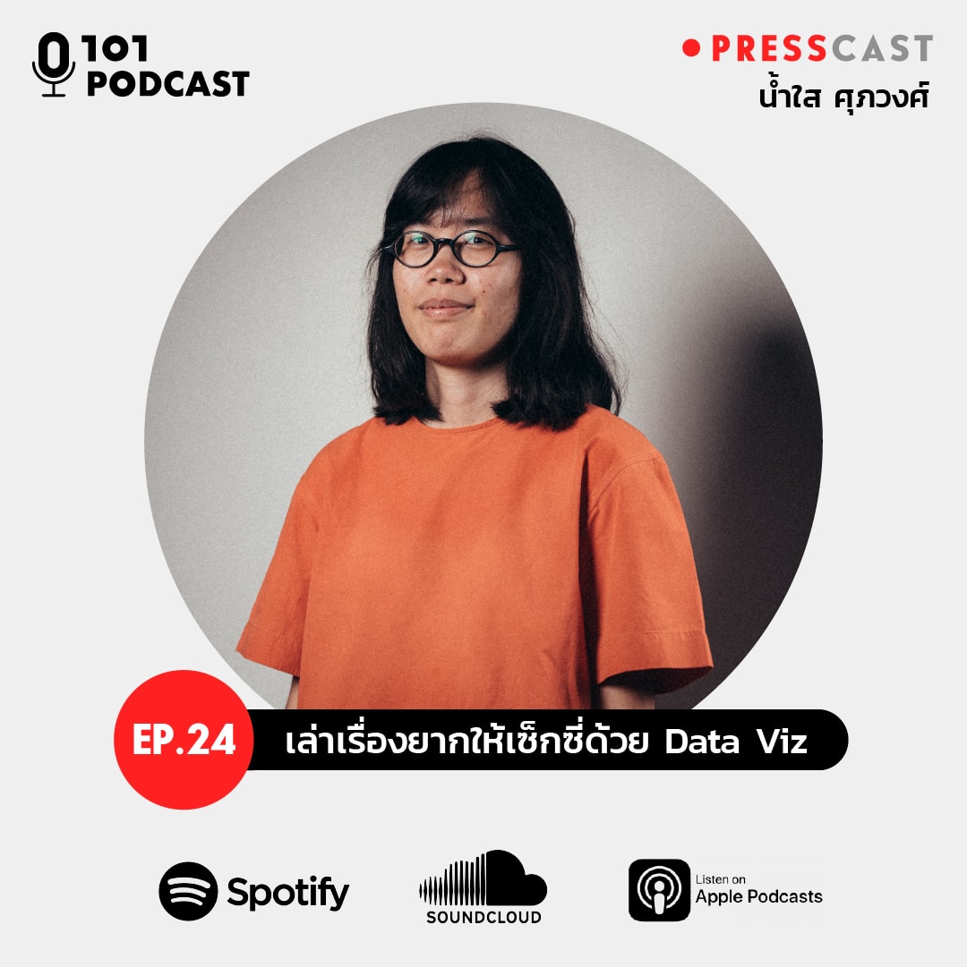 PRESSCAST EP.24 : เล่าเรื่องยากให้เซ็กซี่ด้วย Data Viz ‘น้ำใส ศุภวงศ์’ - The 101 World Media