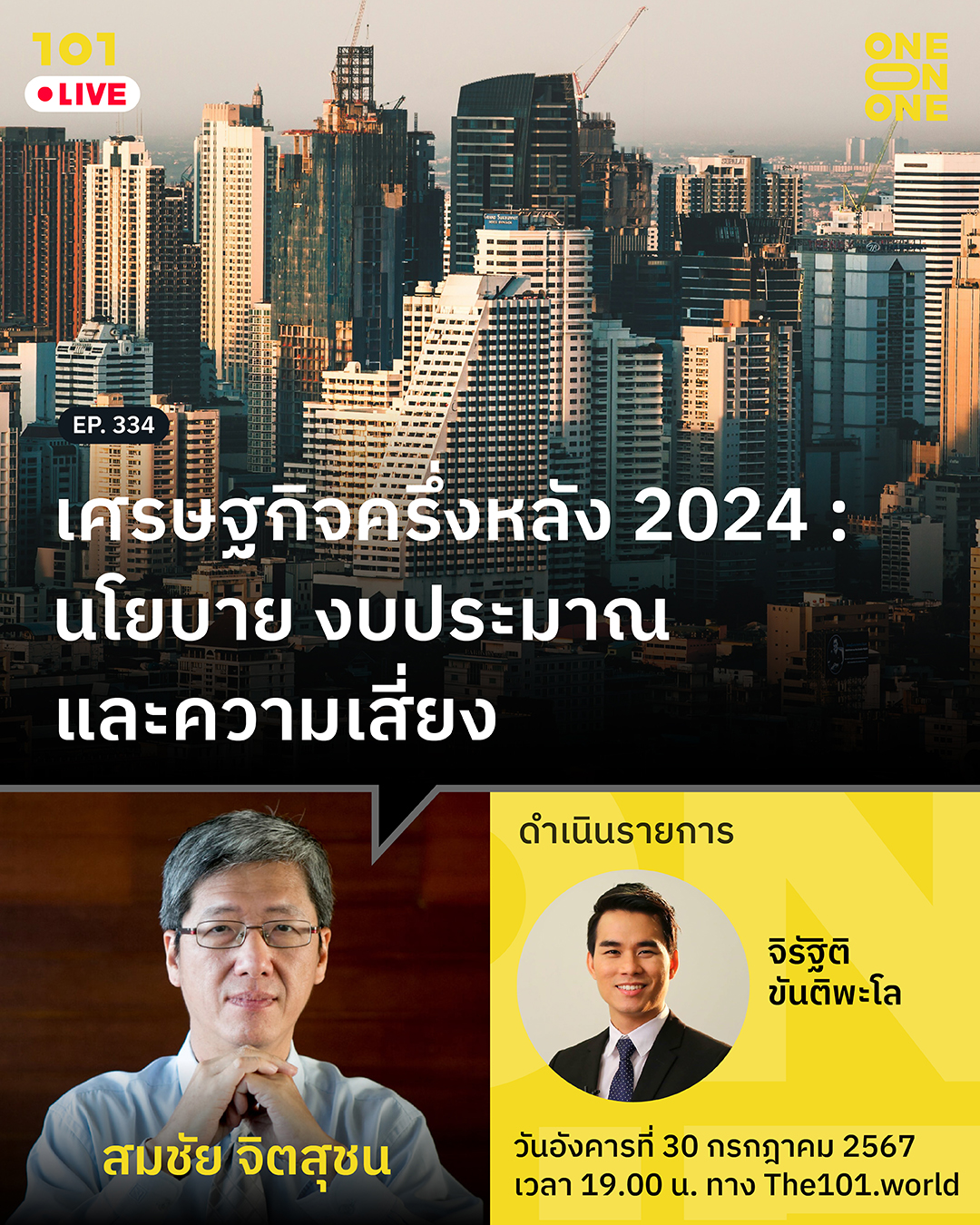 101 One On One Ep 334 เศรษฐกิจครึ่งหลัง 2024 นโยบาย งบประมาณ และ